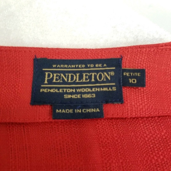 Pendleton | Tops | Pendleton P Petite Linen Shirt Red Blouse Nwot ...